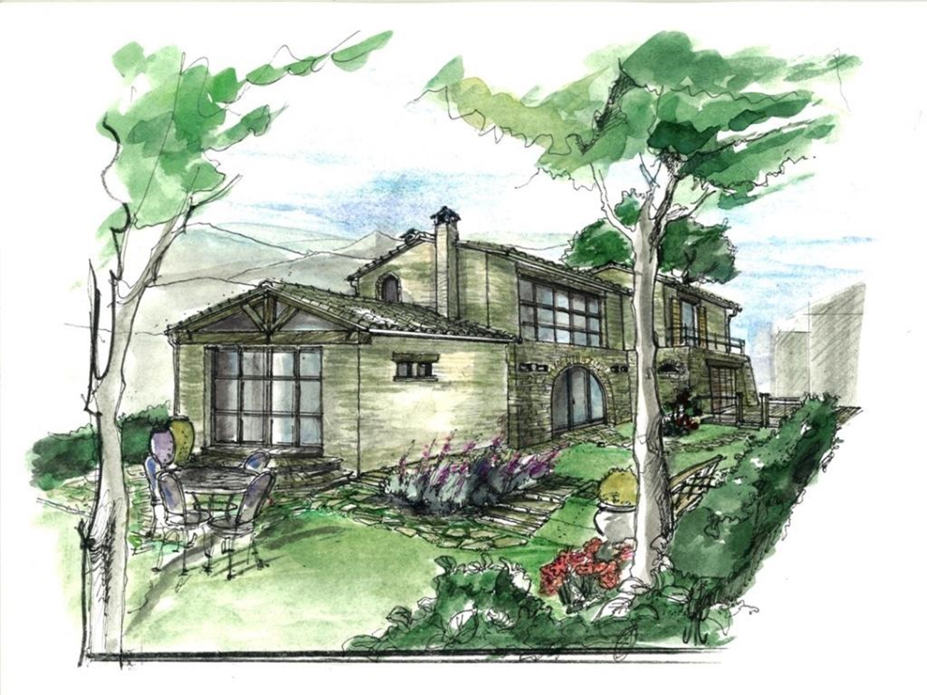 Lanthus att renovera med färdiga ritningar till salu i byn Vecciola, endast 2 km från Sarnano ...